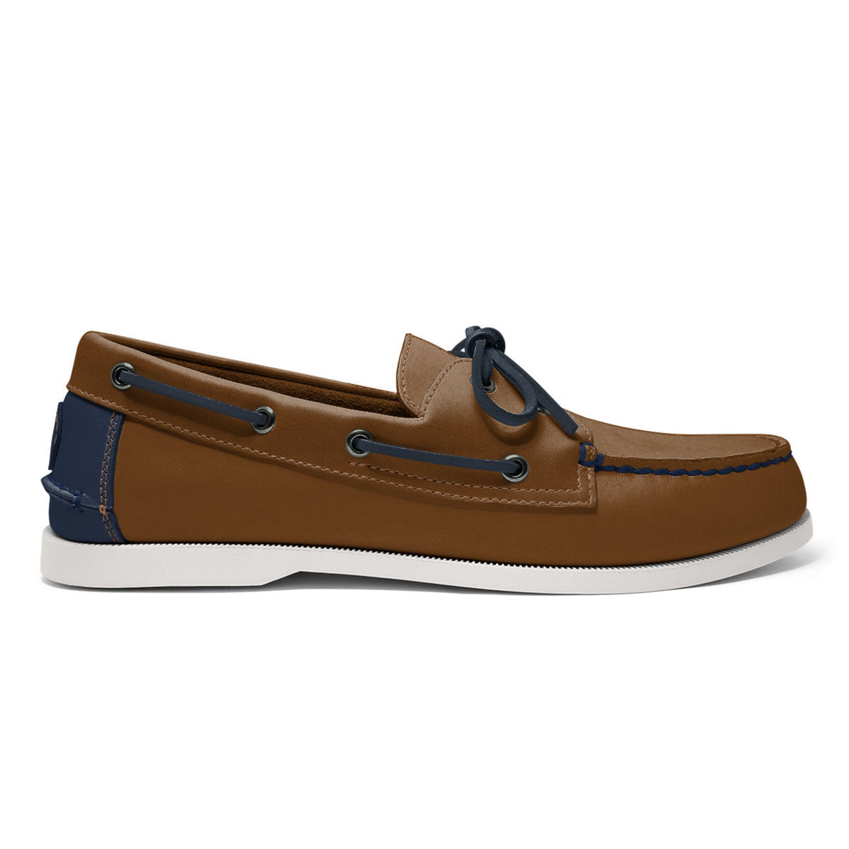 Men’s 2 Eyelet LE Boat Shoe: Dk Brown/Denim Navy – Quoddy.com