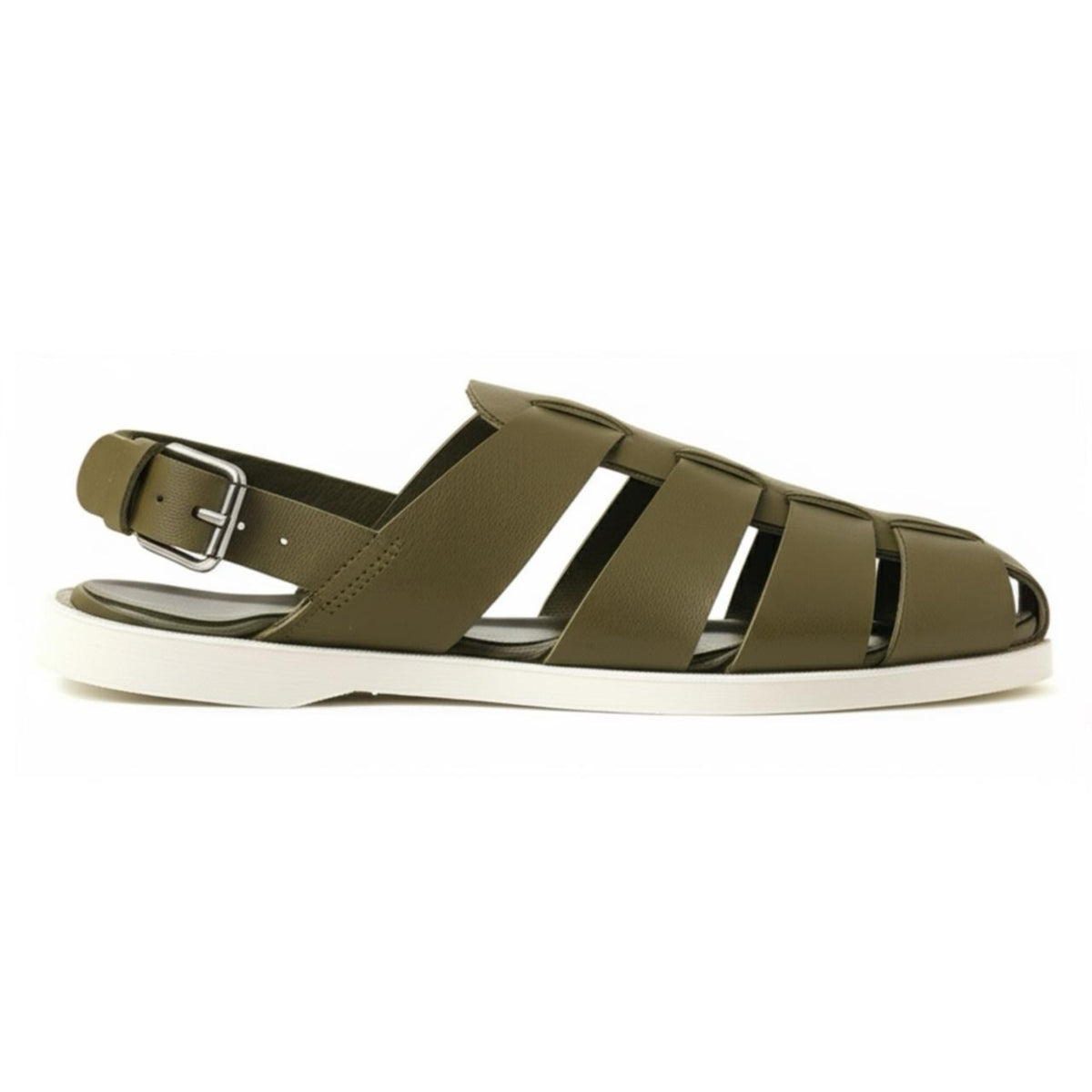 Men’s Fisherman Sandal Quick Turn: Premium Olive Leather Comfort ...