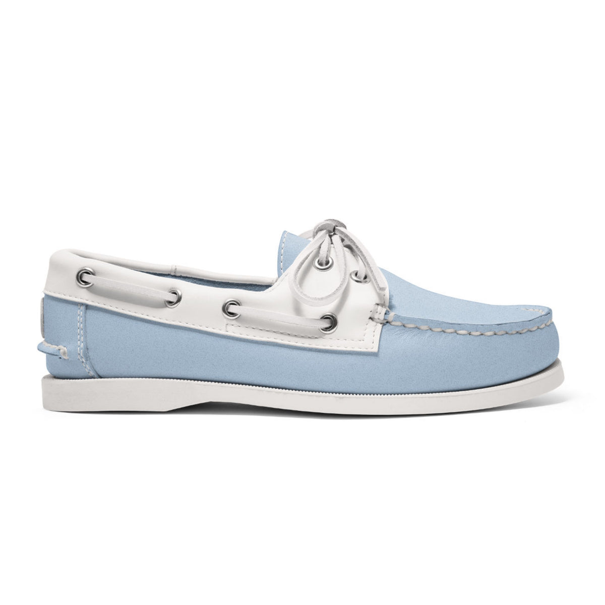 Women's 2 Eyelet LE Boat Shoe: Lt Blue/White – Quoddy.com